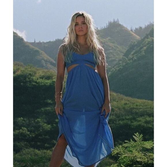 Indah | Dresses | Indah Blue Innocence Cutaway Maxi Dress Sz Small ...
